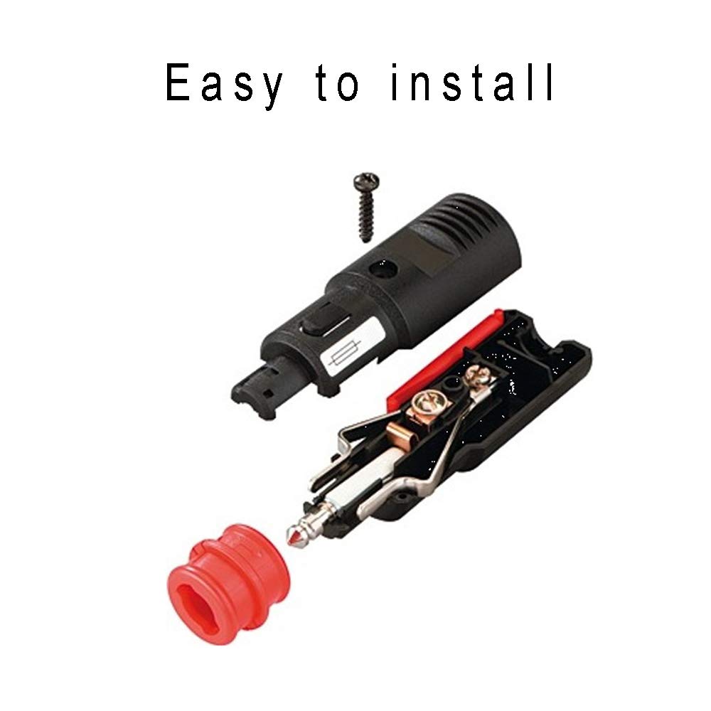 Digit.Tail DC 12V 24V Cigarette Lighter Adapter with 10A 16A Fuse- Cable Extension fits 12mm European Male Hella Bike/DIN or US 21mm Cigar/AUTO sockets (2xPCS)