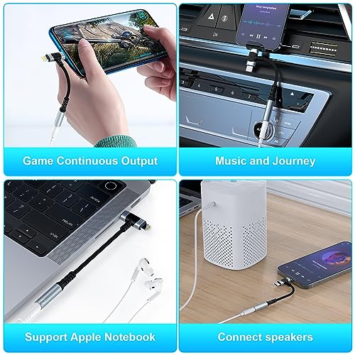 Lightning & USB-C to 3.5 mm Headphone Jack Adapter 2-IN-1 Headphone Adapter for iPhone Type C to 3.5mm Female Headphone Jack Adapter for ipad/iPhone15/14/13/12/11/8/7/Samsung/Pixel-MFI Certified