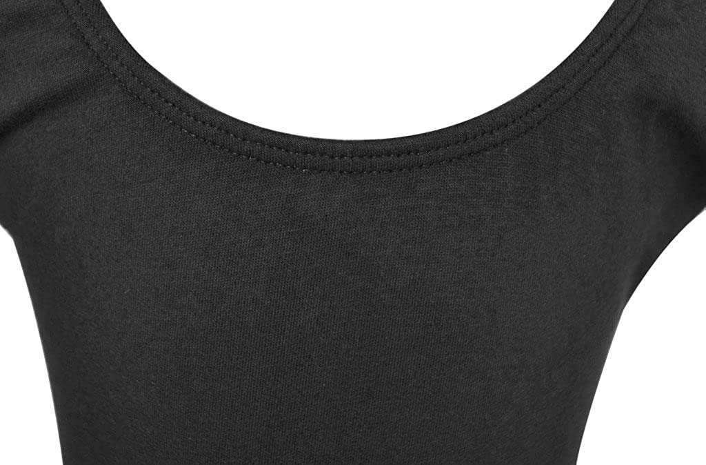 Dancina Black Leotard Short Sleeve Girls Modest Coverage Breathable Ballet Dance Unitard 10Black