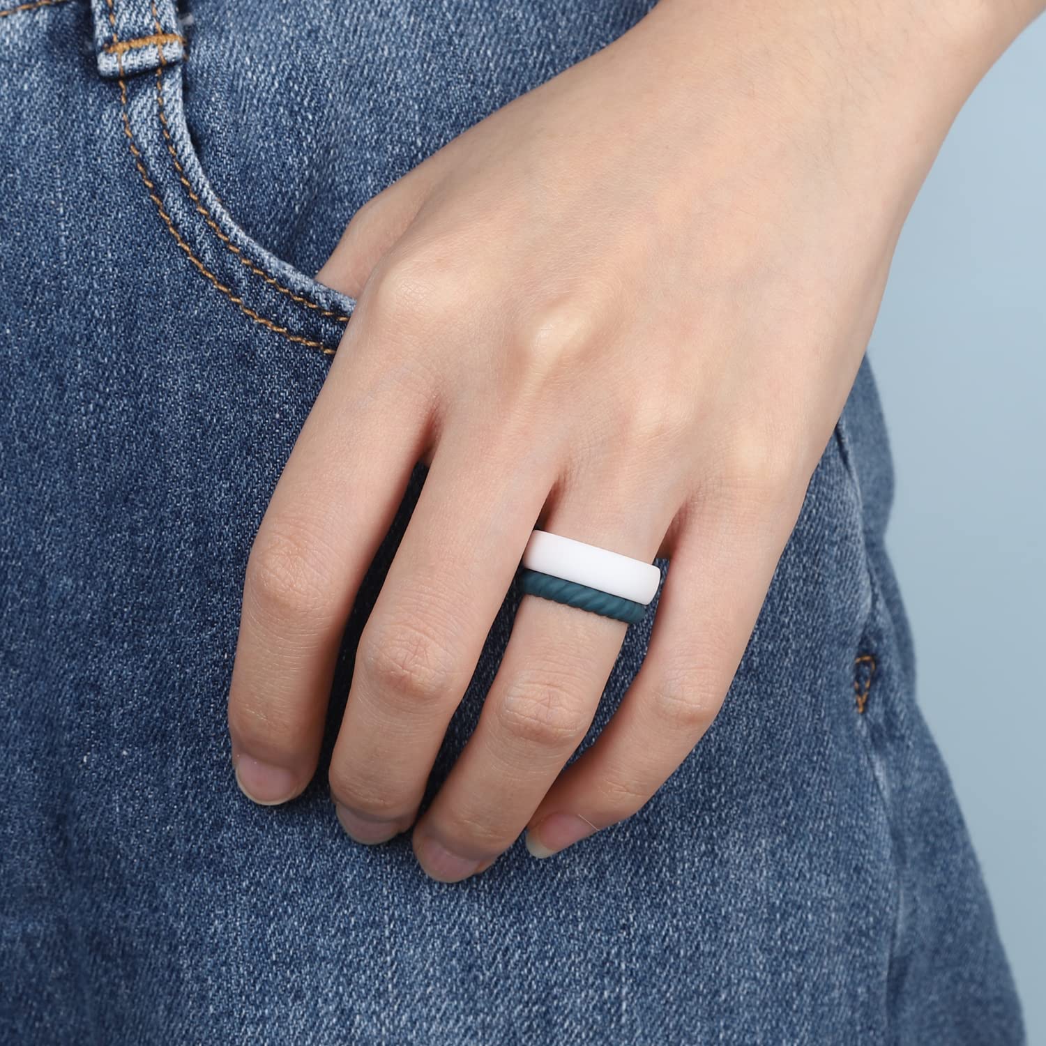 Egnaro Silicone Wedding Bands Women, Inner Arc Ergonomic Breathable Design Silicone Rubber Wedding Bands Rubber Rings for Women