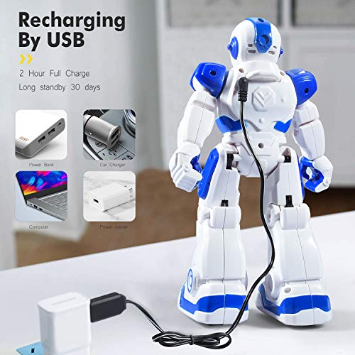 Onadrive Remote Control Robot for Kids Intelligent Programmable Robot with Infrared Controller,Dancing,Singing, Moonwalking and LED Eyes,Gesture Sensing Toys Kit for Childrens Entertainmen (Blue)