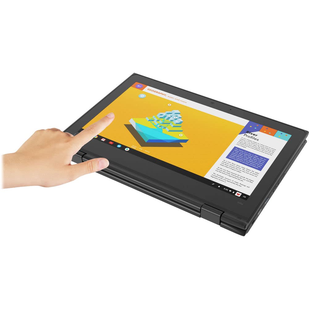 Lenovo Chromebook 500e 2-in-1 Convertible Laptop in Black Intel Quad Core Processor up to 2.2Ghz 64GB eMMC 8GB 11.6in IPS Touchscreen BT Dual Webcam Pen (500e-Renewed)