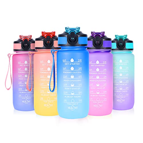 ROISDIYI Kids Water Bottle for School with Straw, 20 OZ Motivational Water Bottle BPA-Free Reusable Leak-proof Water Bottles with One-handed Opening Straw Lids, Anti-dust Spout Cover (Blue)