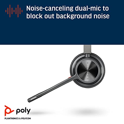 Poly - Voyager 4320 UC Wireless Headset (Plantronics) - Headphones with Boom Mic - Connect to PC/Mac via USB-A Bluetooth Adapter, Cell Phone via Bluetooth - Works with Teams, Zoom & More