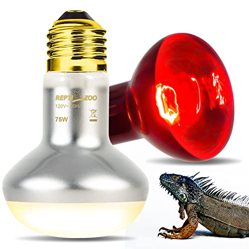 REPTIZOO 75W Reptile Heat Lamp Bulb, 2PCS Day & Night Basking Spot Light Combo Pack Includes Infrared Heat Lamp and UVA Daylight Heating Lamp Basking Light
