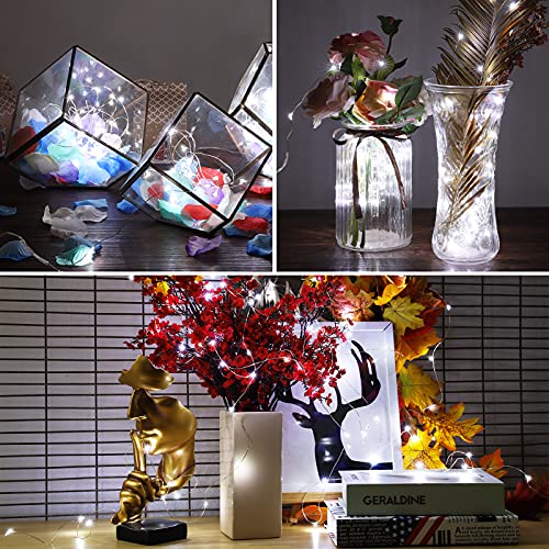 Ehome Fairy String Lights, 12 Pack Fairy Lights Battery Operated, 7.2ft 20LED Christmas Lights Silver Coated Copper Wire Lights Firefly Lights Moon Lights for Party Christmas Decorations White