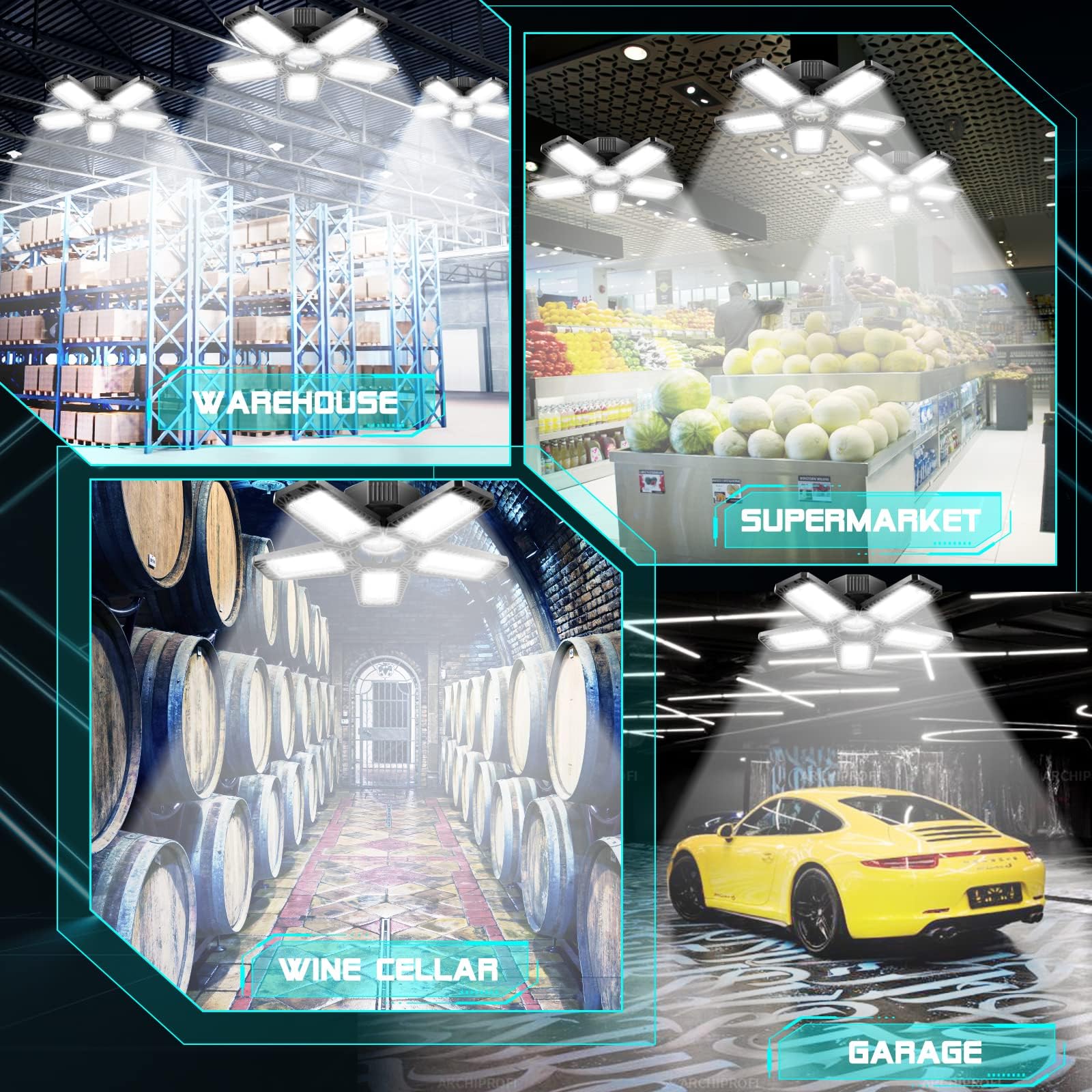 ISKYDRAW LED Garage Lights 160W, 8 Pack Shop Lights for Garage 16000LM 6500K Garage LED Lights, Screw in Lighting Bulbs for Garage Basement Workshop Gym Barn