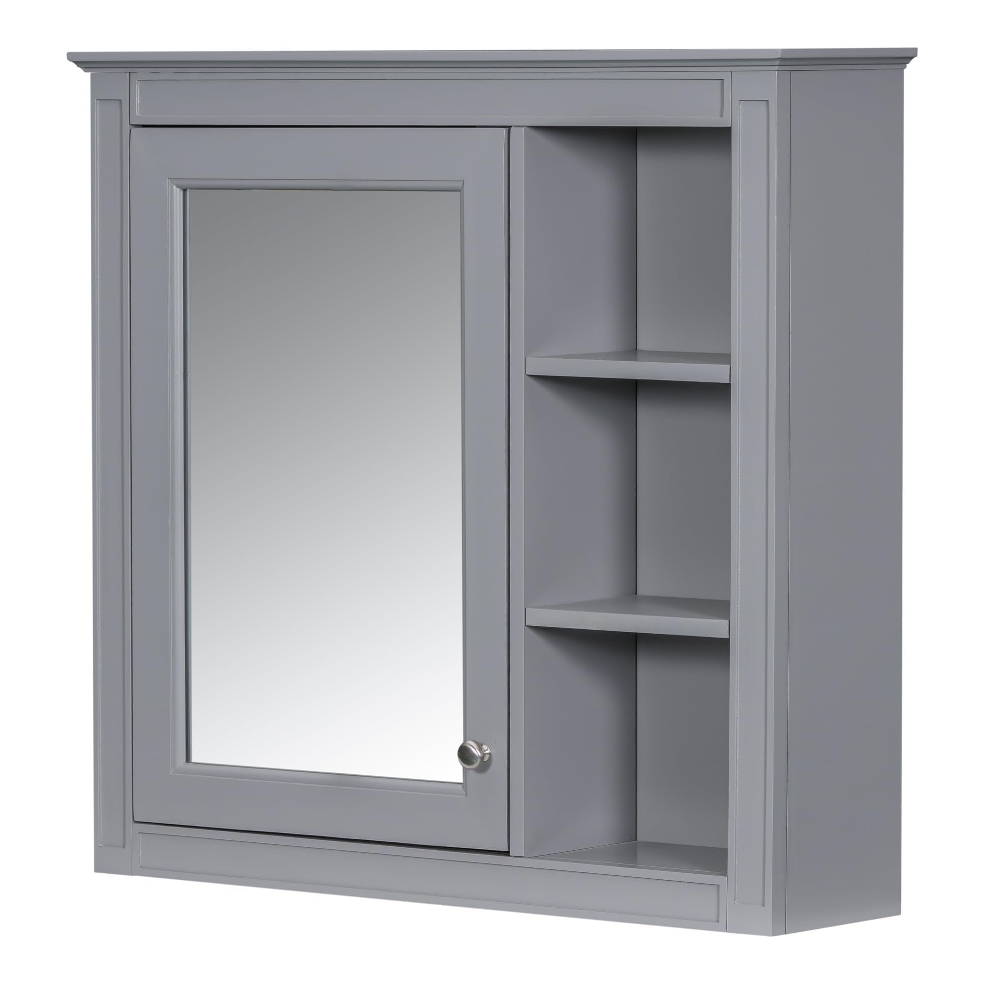 Merax Bathroom Medicine Cabinet with Mirror, Wall Mounted Bathroom Storage Cabinet with Mirror Door & 3 Adjustable Opening Shelf, Over The Toilet Space Saver Storage Cabinet