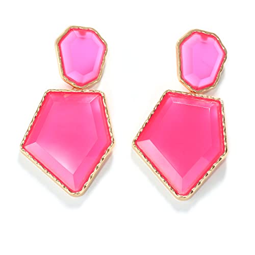 KELMALL Geometric Transparent Resin Statement Earrings for Women Exaggerated Vintage Irregular Drop Dangle Earrings