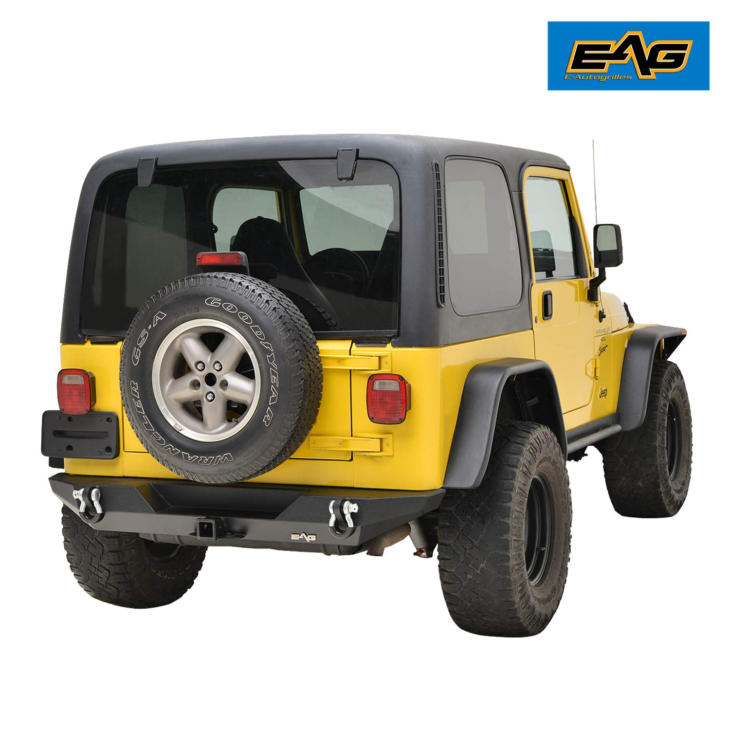 EAG Rear Steel Bumper and Hitch Receiver Fit for 87-06 Wrangler YJ TJ