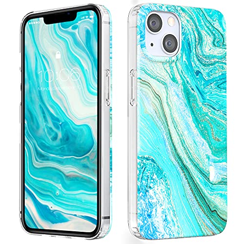 MATEPROX Compatible with iPhone 13 Mini Case iPhone 12 Mini case,Marble Design Slim Thin Stylish Geometric Cover(Frosted Green)