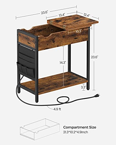 VASAGLE Console Table, Rustic Brown + Black & Side Table, End Table, Nightstand, Fabric Bags, for Living Room, Bedroom, Rustic Brown and Black ULET310B01V1