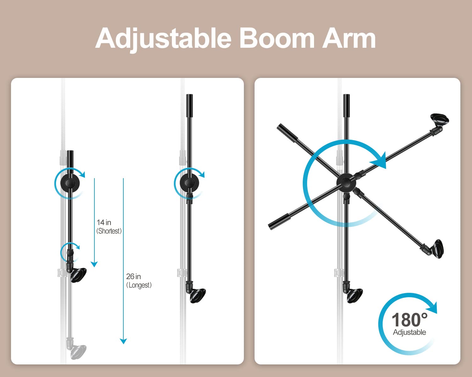 elitehood iPad Stand & Boom Mic Stand, Height Adjustable iPad Microphone Holder Stand, Tablet Microphone Tripod Stand for Singing, Compatible with iPad Pro Air Mini and 4-12.9’’ Phones & Tablets