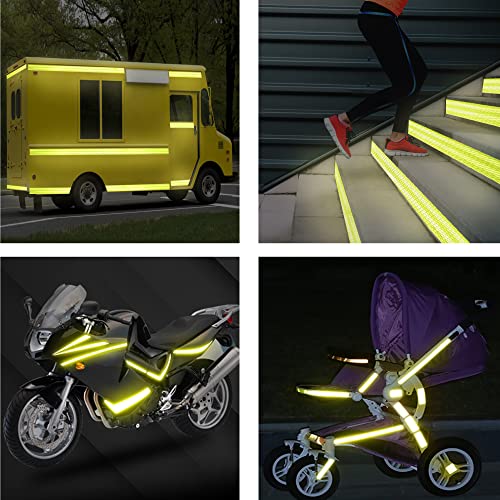 Gwikylo DOT-C2 Yellow Reflective Tape,2 Inch x 33 Ft Waterproof Outdoor Neon Reflector Tape Strips Green Fluorescent Tape for Trailers, Trucks, Auto Signs