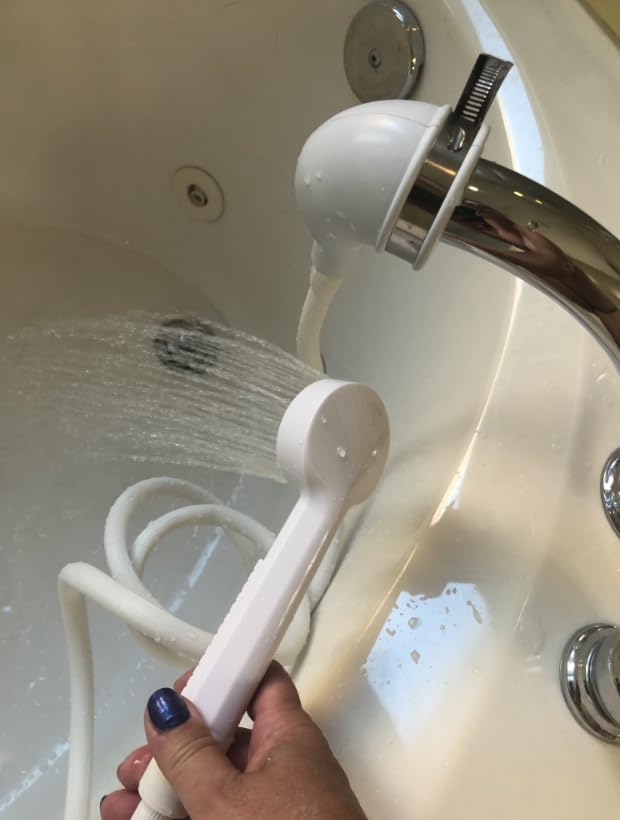 RMG Portable Hand Held Shower Sprayer for Bathtubs without Diverter - 42” Rubber Shower Hose and Sprayer - Convert Bathtub to Shower - Clamp to Secure Nozzle - Softer Rubber Connection