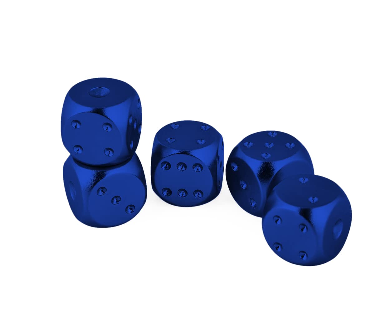 DS.DISTINCTIVE STYLE Aluminum Alloy Dice 5 Pieces 16mm Portable Metal Dices with Case 6 Sided Dice for Party Game (Blue Square)