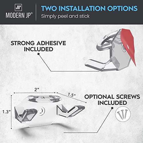 Modern JP Adhesive Hat Hooks for Wall (32-Pack) - Hat Rack for Baseball Caps, Minimalist Hat Display, Strong Hold Hat Hangers for Wall - U.S. Patent Pending, Clear