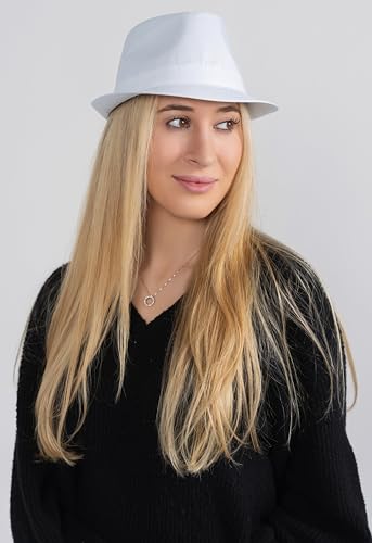 Dress Up America Fedora Hat - Black Fedora for Men and Women - Trilby Costume Hat for Adults - Available in Black and White