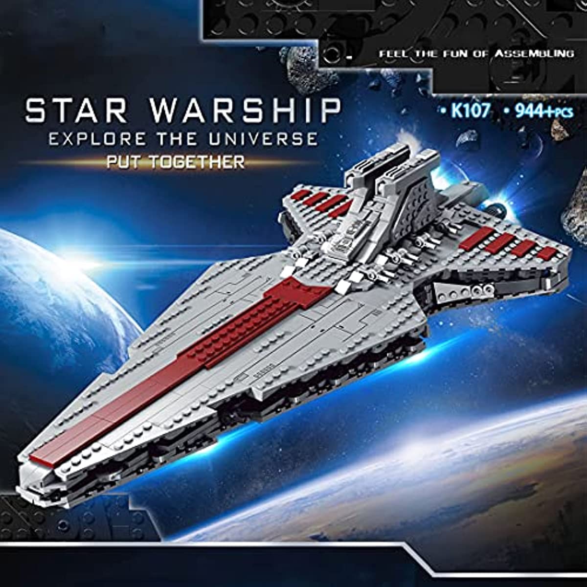 FULHOLPE Super Star Destroyer Warship Building Blocks for Venator-Class Star Destroyer, MOC Spaceship Model Bricks Construction Toy Compatible with Major Brands - 944 Pieces