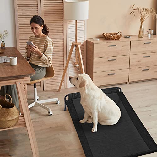 Veehoo Elevated Dog Bed, Outdoor Raised Dog Cots Bed for Large Dogs, Cooling Camping Elevated Pet Bed with Slope Headrest for Indoor and Outdoor, Washable Breathable, Large, Black, CWC2204