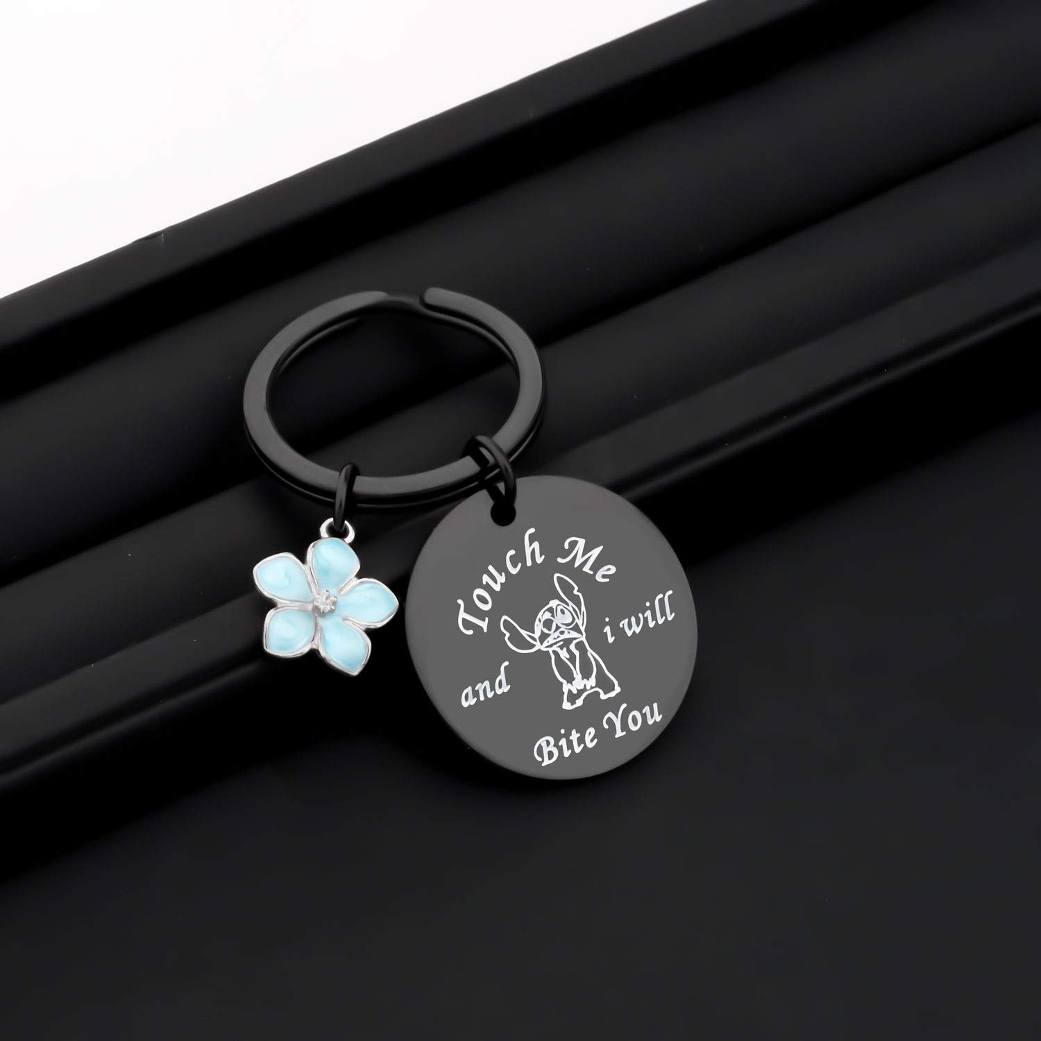 FOTAP Ohana Inspired Gift Hibiscus Flower Jewelry Touch Me and I Will Bite You Hawaiian Trip Gift (B-Bite You Key)