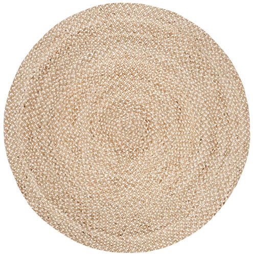 SAFAVIEH Natural Fiber Round Collection 4' Round Ivory NF804B Handmade Boho Charm Braided Jute Area Rug