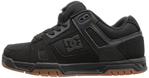 DC Men's Stag Low Top Skate Shoe, Black/Gum, 7 D US