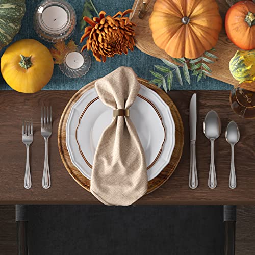 RiverRidge Monogrammed Beaded Flatware Set - L - 46-Piece Silverware with Custom Letter Stamp, 18/0 Stainless Steel Utensils Set for Daily Use & Special Occasions - Dishwasher Safe, Versatile Design