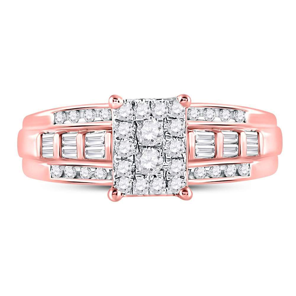 Dazzlingrock Collection 10kt Rose Gold Womens Round Diamond Cluster Bridal Wedding Engagement Ring 1/2 ctw