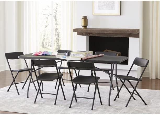 Edtian Folding 6ft Outdoor and Indoor Foldable Ideal for Camping and Picnic, Portable and Easy to Set Up, Perfect as a Card Craft Table, Black