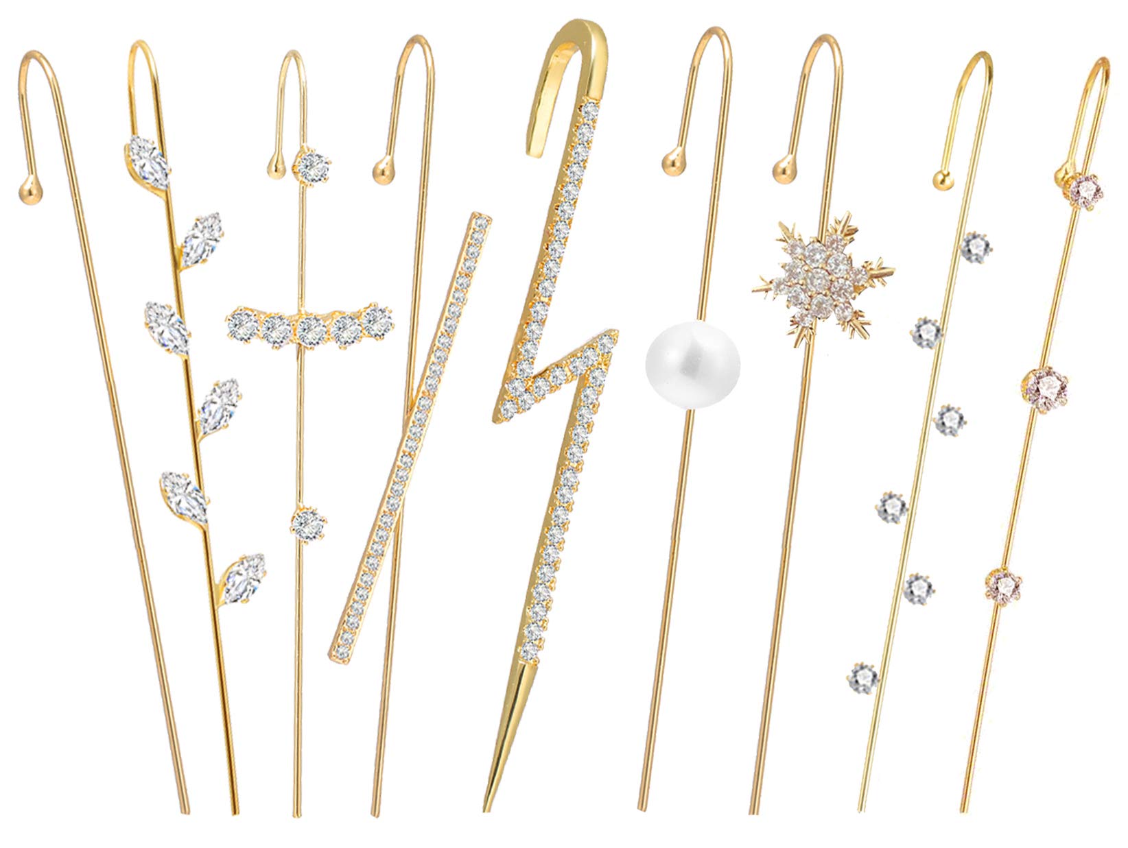 Ear Crawler Earrings for Women Ear Cuff Earrings Helix Hook Earrings Ear Wrap Earrings Snowflake Rhinestone Lightning Bolt Pierced Earrings Trendy Jewelry for Women 2024