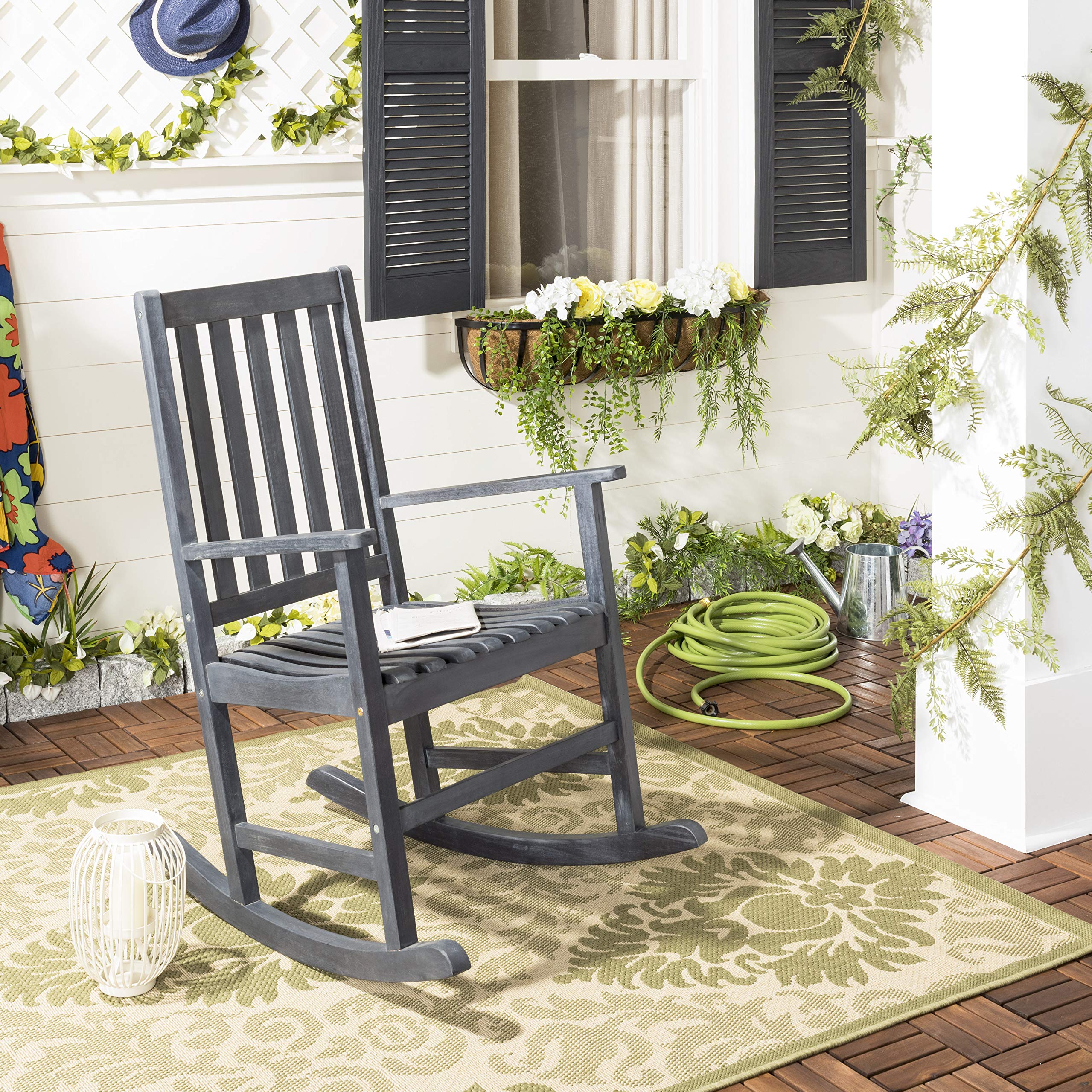 SAFAVIEH Outdoor Collection Barstow Teak Rocking Chair