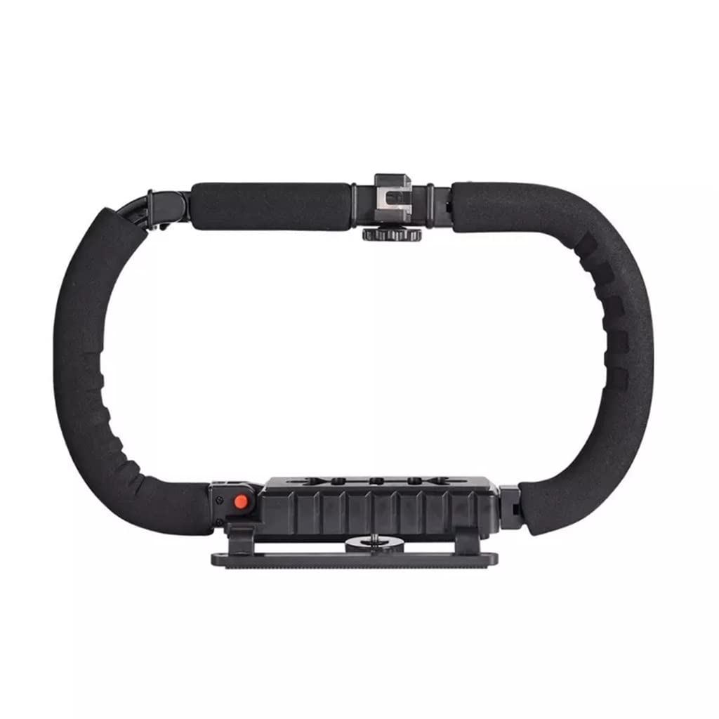 DSFEOIGY Camera Smartphone Stabilizer Adjustable Handle Grip Handheld Video Rig Universal (Color : Black, Size : 14.5X20X2cm)
