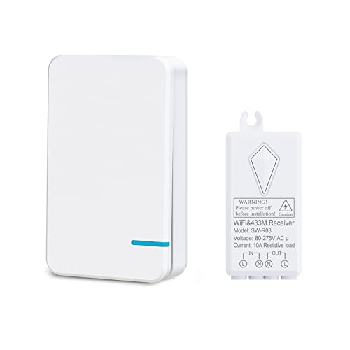 Smart Light Switch - Thinkbee 2.4Ghz WiFi Wireless Light Switch kit, Compatible with Alexa, Google Assistant and IFTTT, Outdoor 1969ft Indoor 164ft Remote Control, No Hub Required, Ceiling LED Lamp