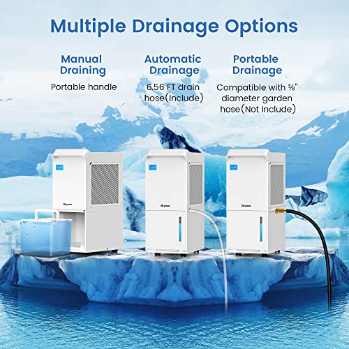 Vellgoo 3,200 Sq.Ft Energy Star Dehumidifier for Basement with Drain Hose, 36 Pint DryTank Dehumidifiers for Large Room, Suit for Garden Hose, Intelligent Humidity Control, 24H Timer White