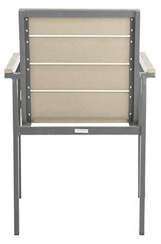 SAFAVIEH Outdoor Collection Beldan Distressed Taupe Stackable Chair (Set of 2)