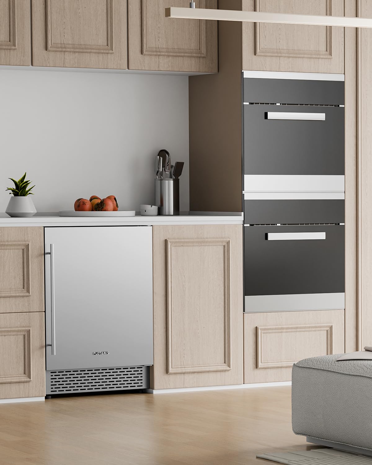 Plotanis 24 Inch Beverage Refrigerator 190 Cans Beverage Fridge with Stainless Steel Door Built-in or Freestanding Beverage Cooler with Adjustable Shelves for Soda Beer or Wine