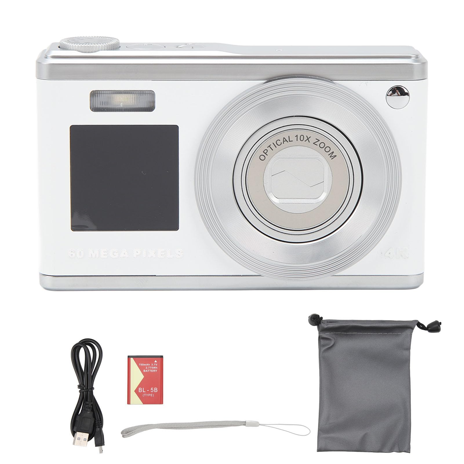 Digital Camera, 10X Optical Zoom 2.88in IPS Screen Vlogging Camera with Built in Fill Light, 750mAh Auto Focus Compact Portable Mini Cameras for Traveling Graduation Kids Teens