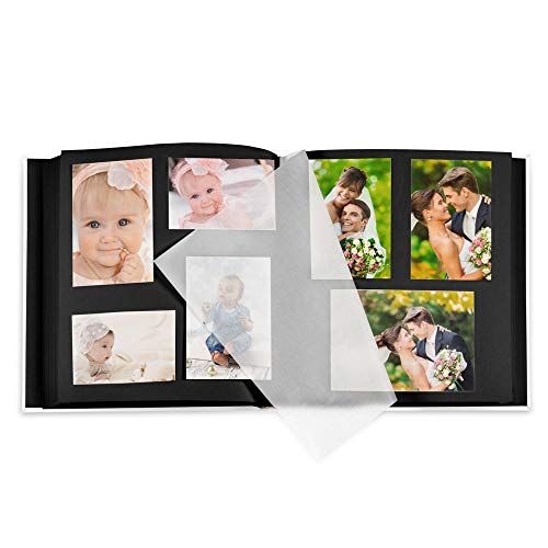 Maverton Photo Album - Customised white cover with a photo frame - 60 black pages - Memory book for couples - for parents - Photo Book for wedding - Love