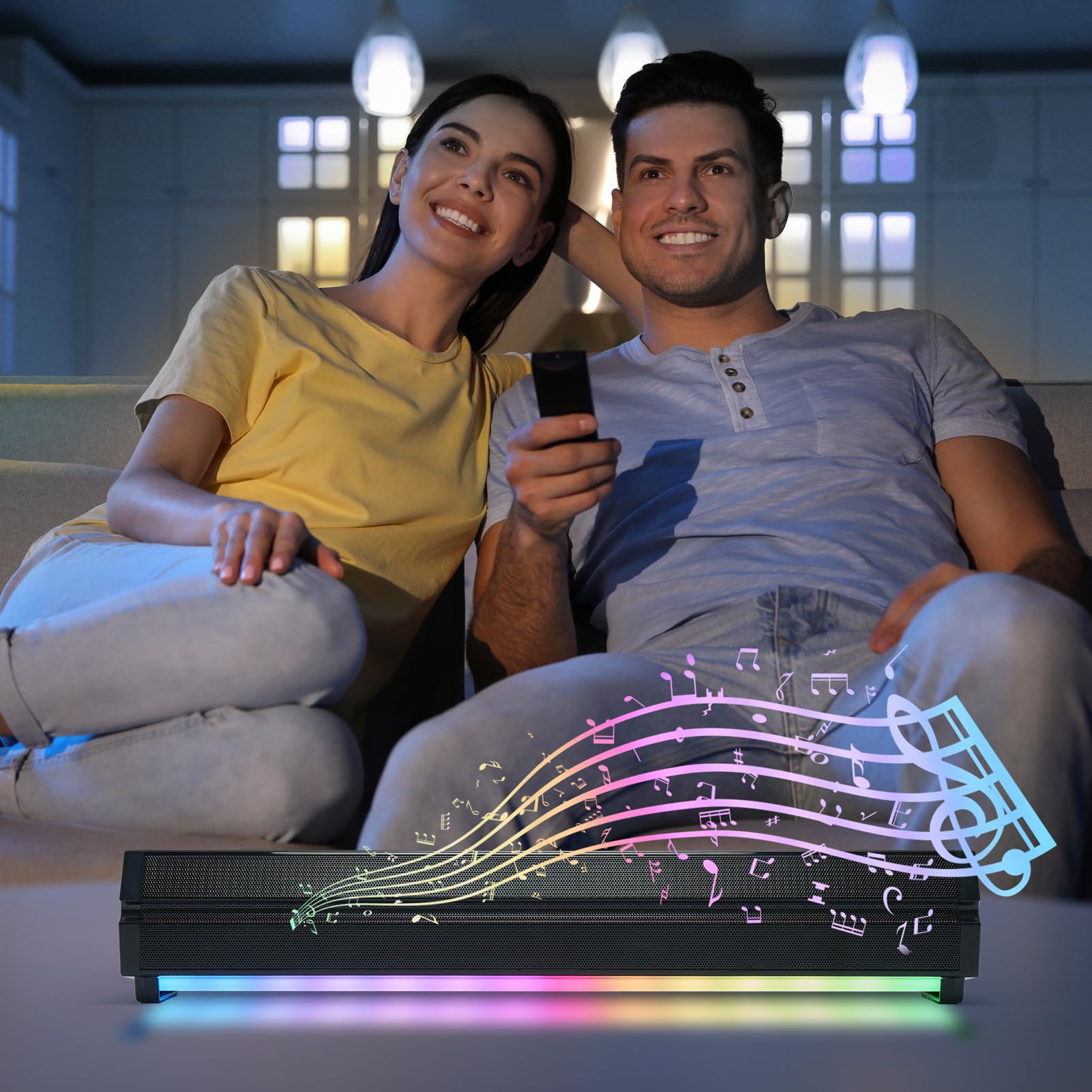 Delxo Pro Wireless Bluetooth Speakers with Lights,24W Loud Stereo Bluetooth Speaker Extra Bass Sound Bar for TV, PC,Tablet and Phone,TWS Pairing FM Radios Portable Speaker for Home,Party,Outdoor,Shops