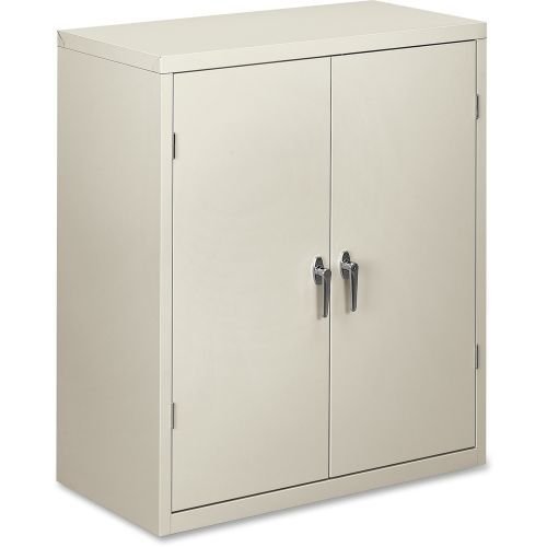 HON Brigade 2-Shelf Storage Cabinet 36" W - 36" x 18.3" x 41.3" - 2 x Shelf(VES) - 2 x Door(s) - 250 lb Load Capacity - Security Lock, Leveling Glide, Adjustable Shelf - Light Gray - Steel - Recycled