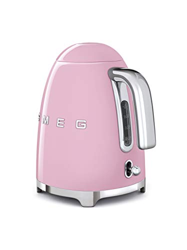 Smeg KLF03PKUS 50's Retro Style Aesthetic Electric Kettle with Embossed Logo, Pink