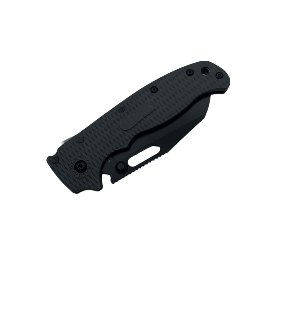 Demko Knives AD20.5 Shark Lock Folding Knife D2 Blade AD 20.5 Grivory Handle Flipper EDC Fidget Folder (Grey Scale/DLC Black/Shark Foot)