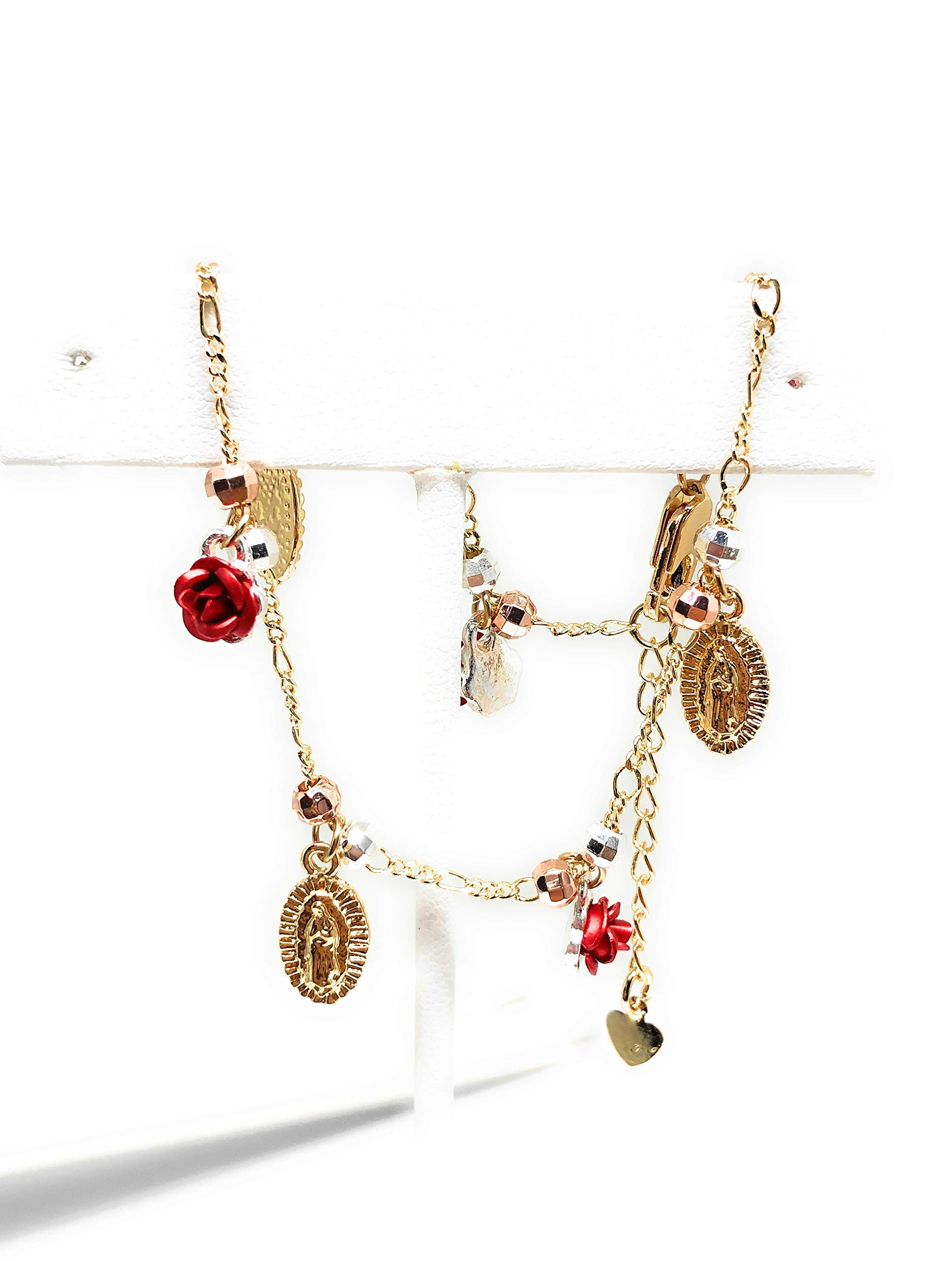 Fran & Co. Virgin Mary Rose Bracelet Virgen De Guadalupe Pulsera Rosa Oro Laminado 8โ