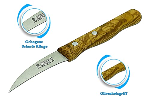SMI - Peeling Knife Olive Wood Handle Paring Knife Fruit Knife Solingen Knife - Not Dishwasher Safe Made in Germany