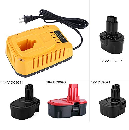 DC9310 NiCD & NiMH Charger for DEWALT 7.2V-18V XRP Battery, Cell9102 Replacement Dewalt 18V Battery Charger Compative with NiCd NiMh Battery DC9096
