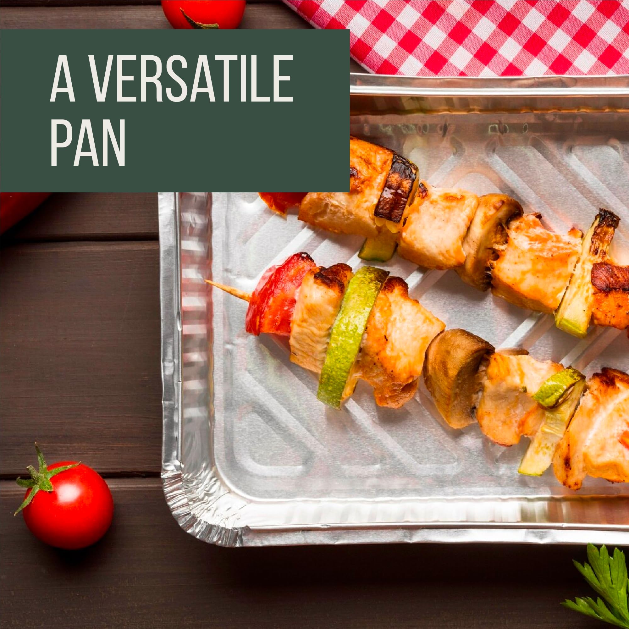 VHK HOME COLLECTION Aluminum Pans with Lid - Pack of 30/8 x 8 - Square Half Size Tin Foil Pans for Cooking, Baking, Steaming, Grilling, Smoking, Buffet & Food Prepping