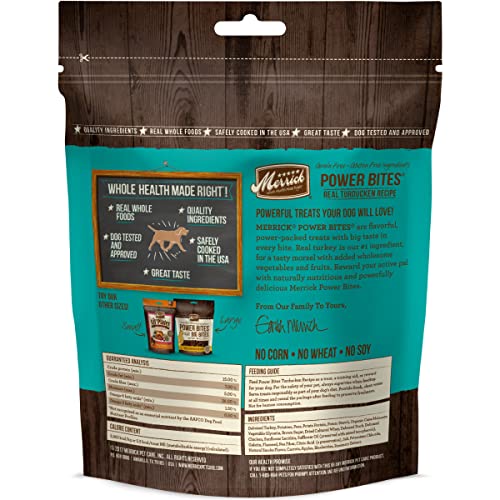 Merrick Power Bites Natural Soft And Chewy Real Meat Dog Treats, Grain Free Snack, Real Turducken Recipe - 6 oz. Bag