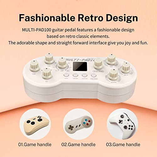Donner Multi Effects Pedal Multi-Pad100, 5 Effects 7 Amp Modes 40 Drum Rhythms with Tuner Function, Reverb Delay Chorus Flanger Tremolo, Drum Machine for Electric Guitar and Bass