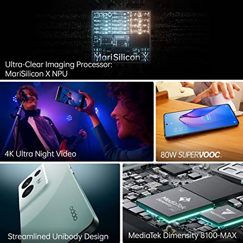 OPPO Reno 8 Pro Dual-Sim 256GB ROM + 8GB RAM (GSM only | No CDMA) Factory Unlocked 5G Smartphone (Glazed Black) - International Version